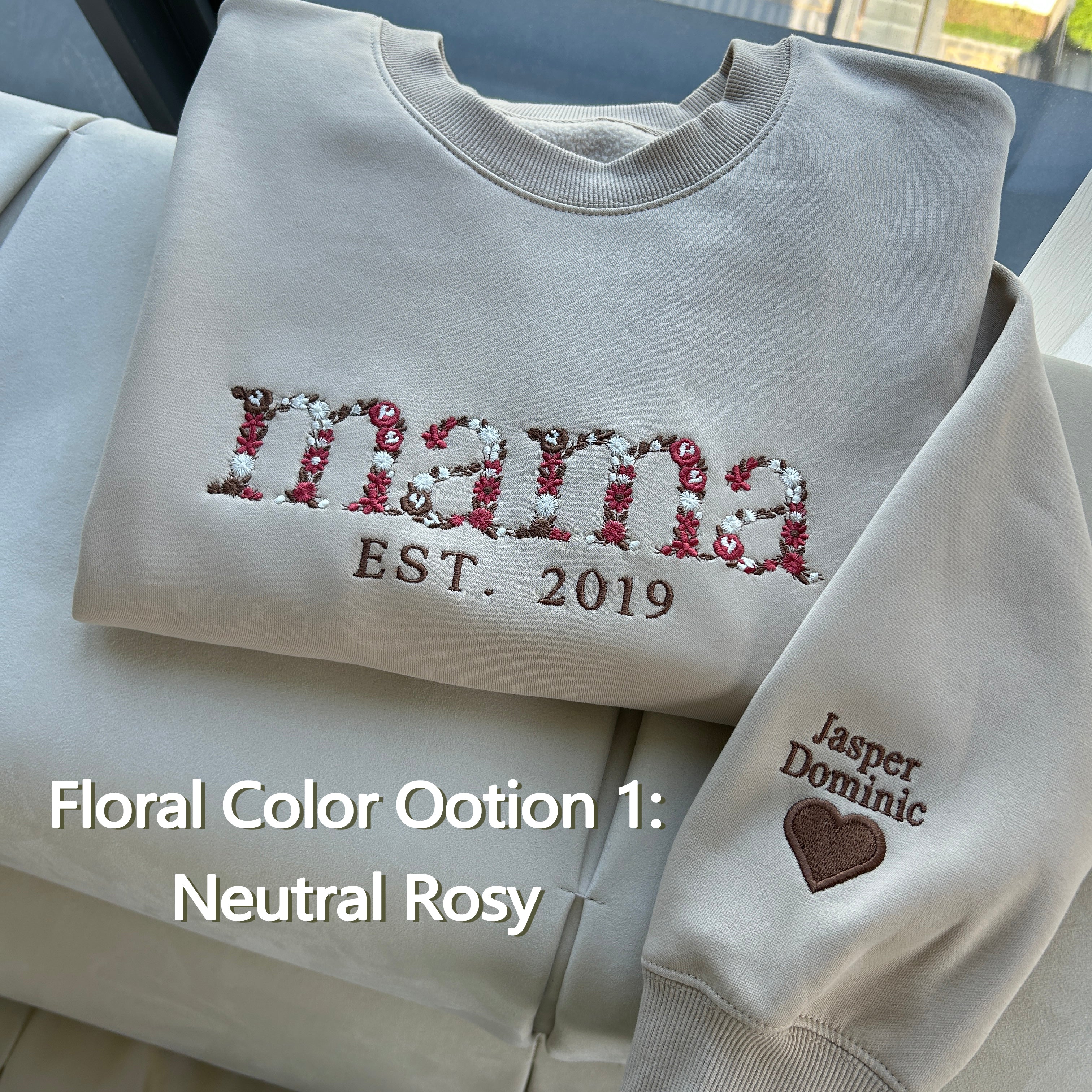 Custom Embroidered Floral Mama Est Sweatshirt – GleeCustom